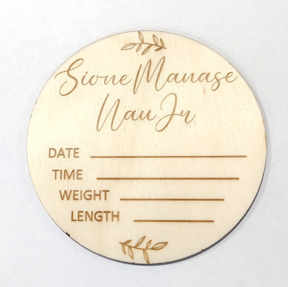 New Born Announcement / Introducing + Baby Name Disc Double Sided Thin ...